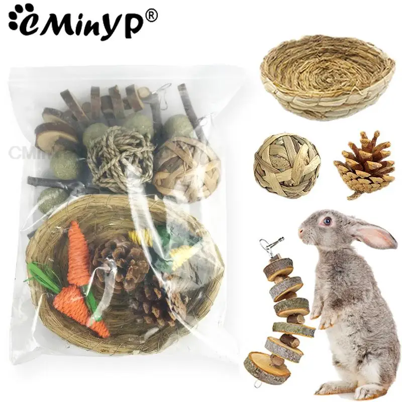 11Pcs-bag-Small-Animal-Chew-Toys-Hay-Treats-For-Guinea-Pig-Rabbit ...