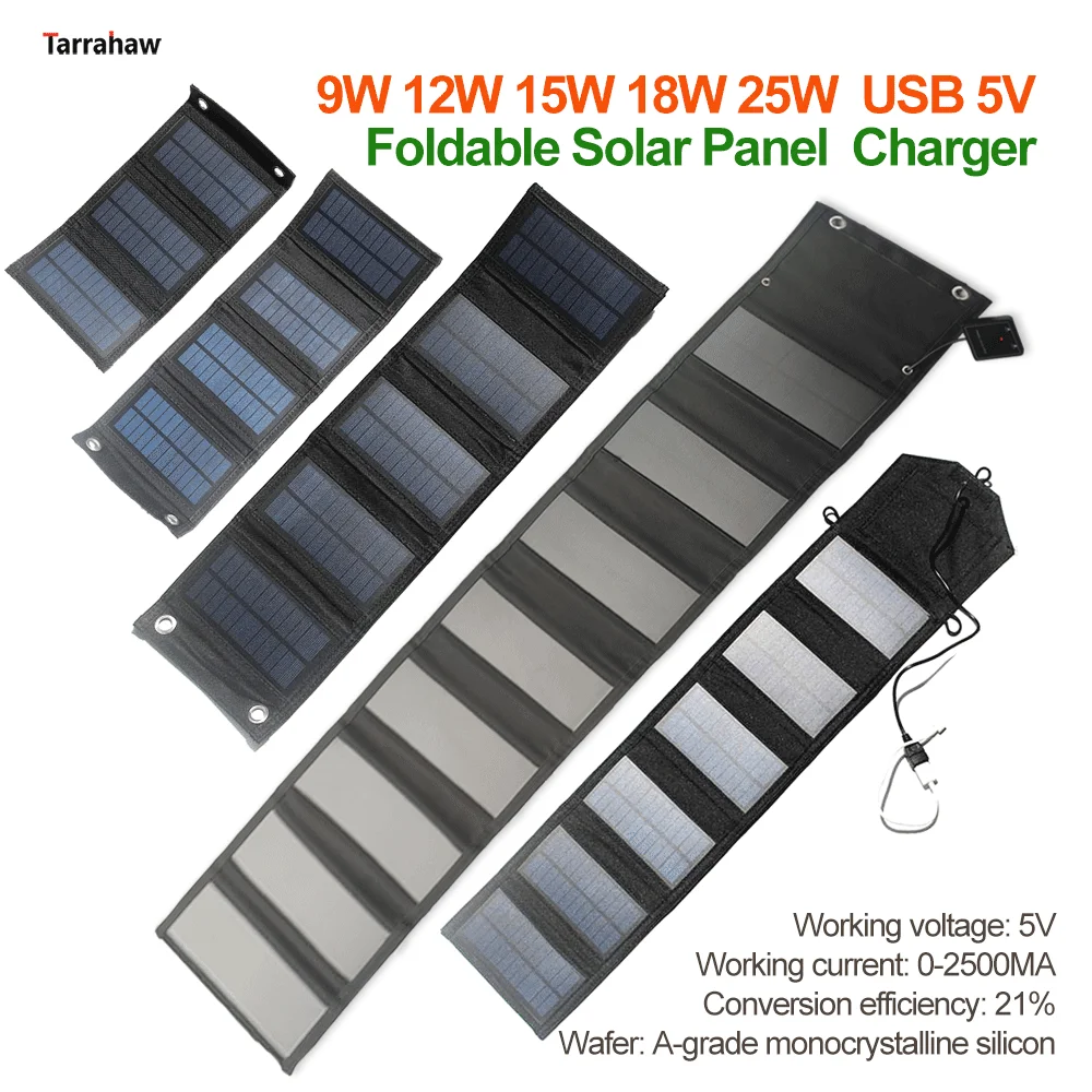 9W 12W 15W 18W 25W Foldable Solar Panel Charger Mobile Power Bank ...