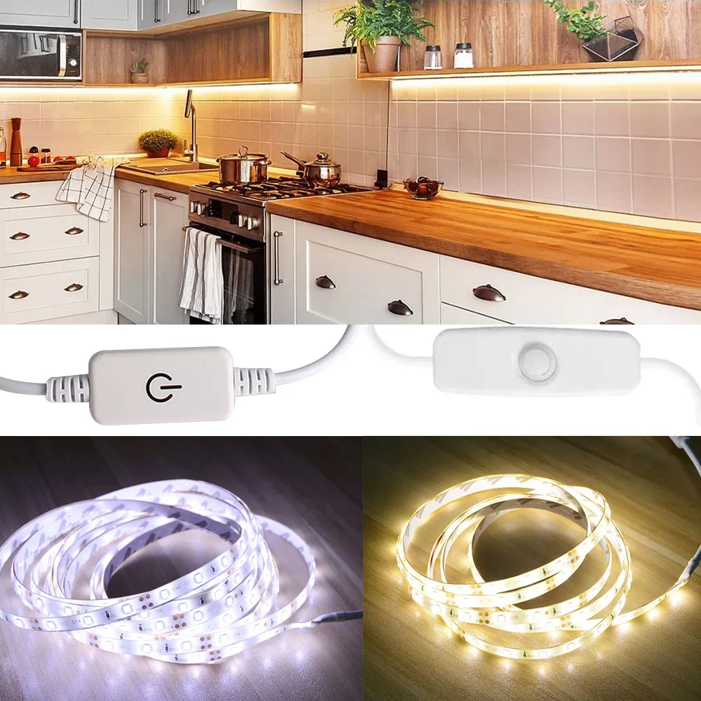 Touch Switch Led Strip Set Dc 5v 2835 Smd Warm White Lighting For ...