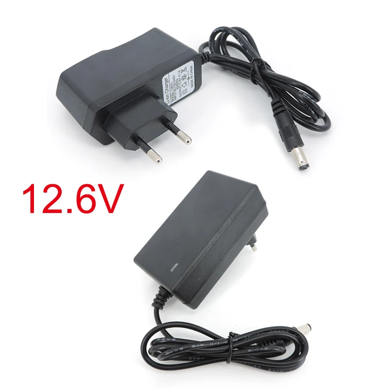 AC DC 12.6V 1A 2A charger 12 V Volt Power wall Adapter 5.5*2.5MM 12.6 V ...