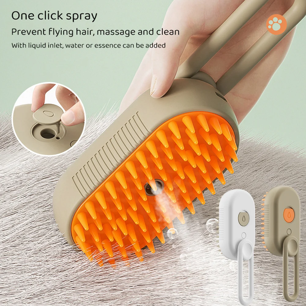 Cat and Dog Pet Electric Spray Massage Comb Cat Steamy Bath Brush USB ...