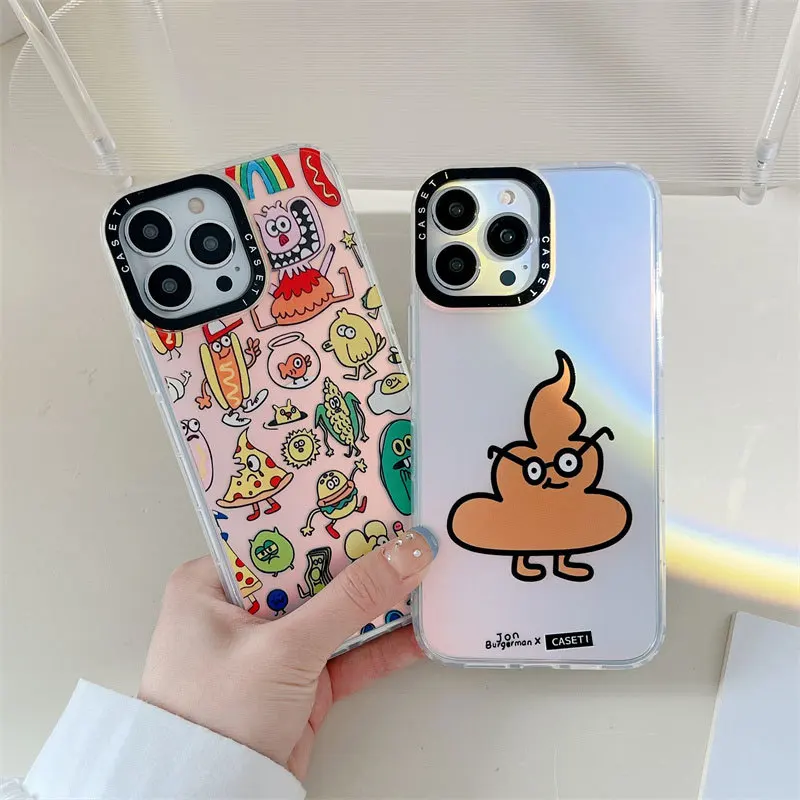Cartoon Poo Laser Acrylic Phone Case Cover for IPhone 11 12 13 14 Pro ...