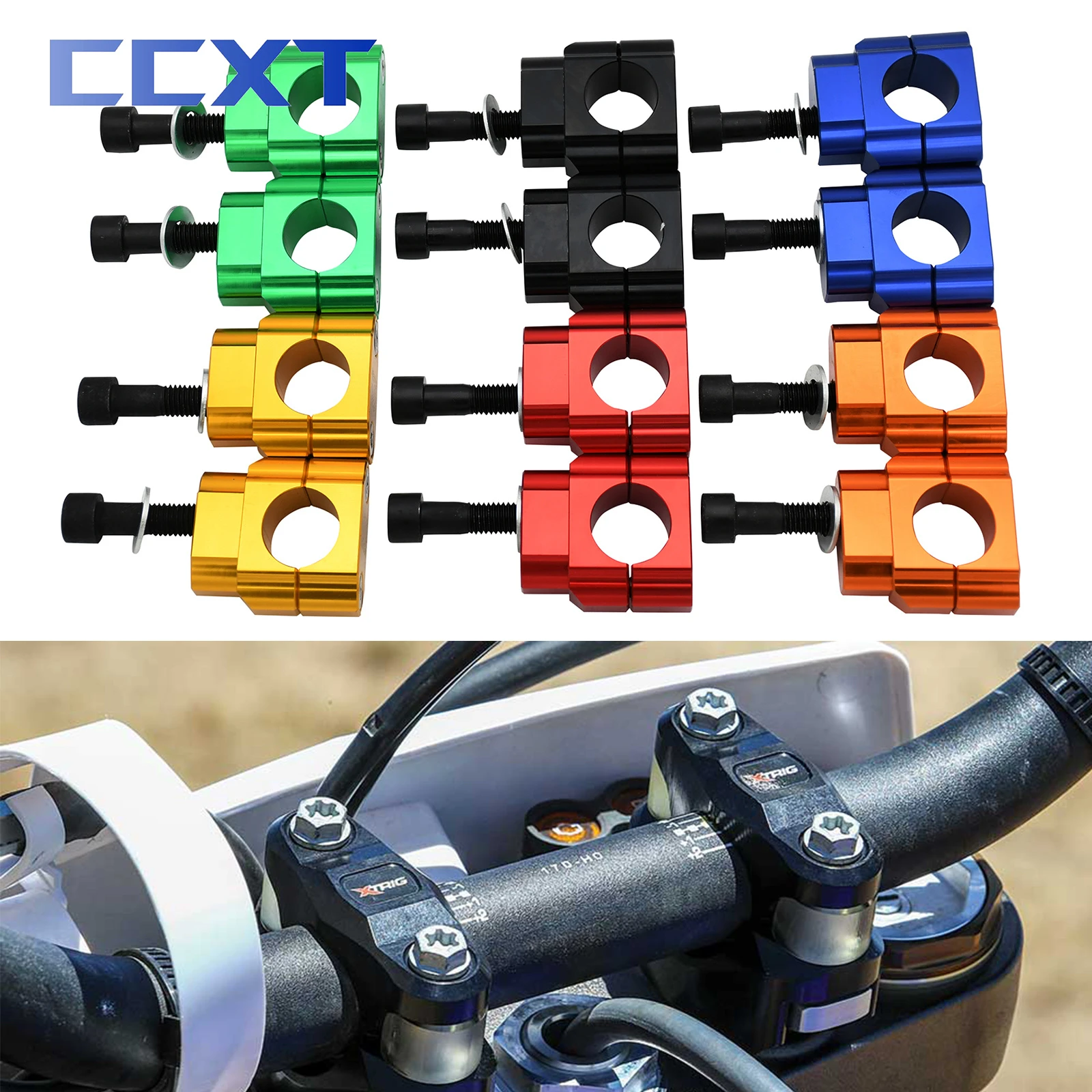 CNC M12 and M10 28mm Risers Adapter Bar Clamps Handlebar For Honda ...