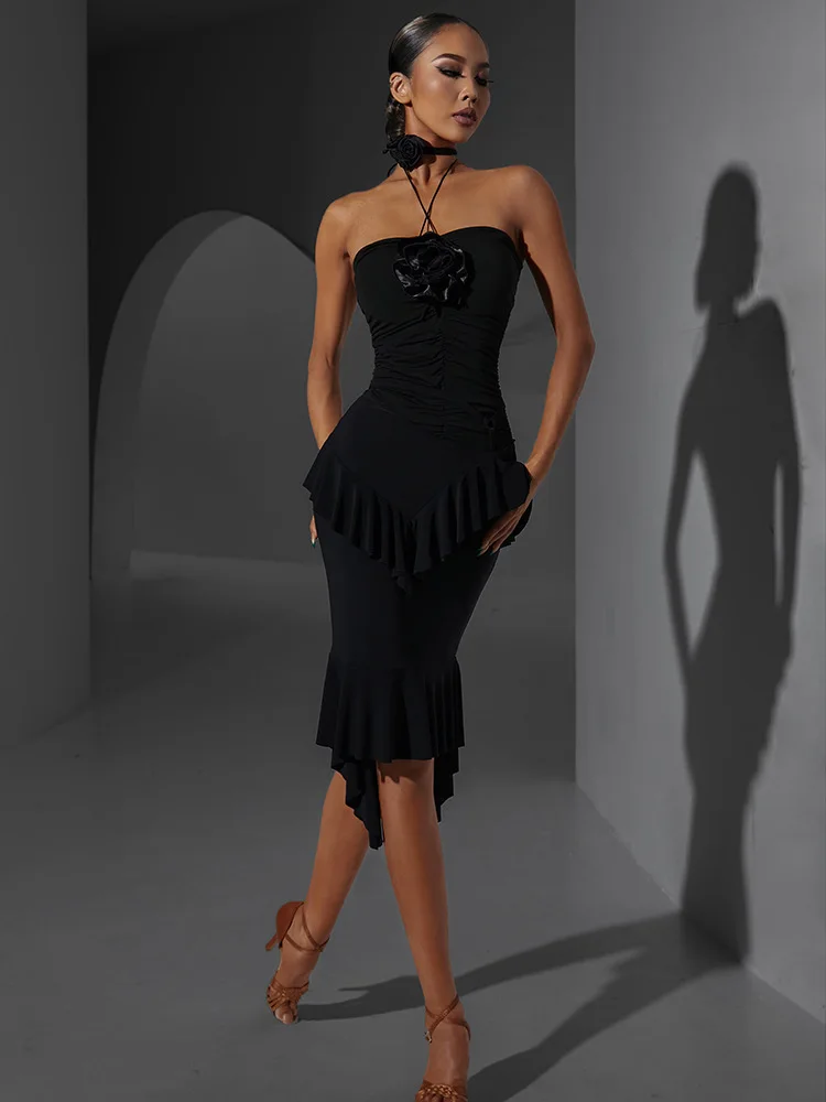 ZYM-Latin-Dance-Skirt-Double-Layer-Ruffled-Skirt-Ballroom-Latin ...