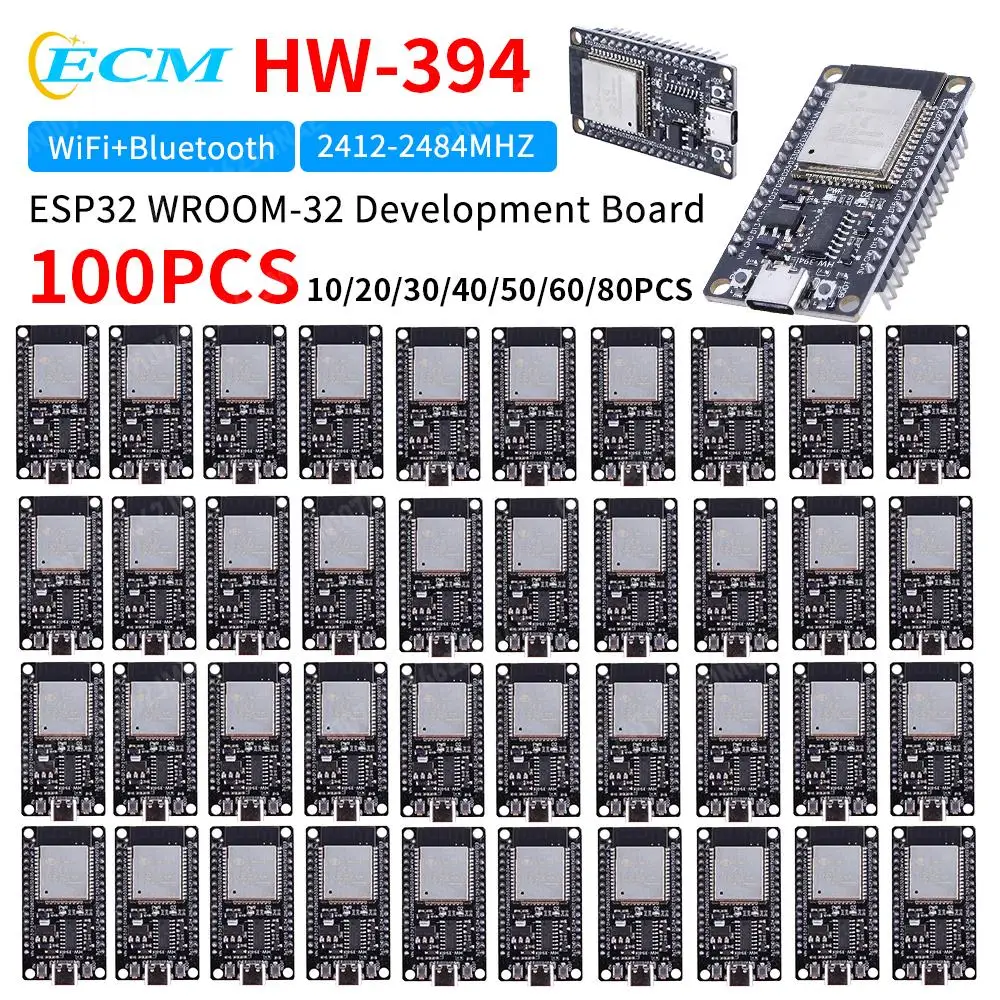 5-100PCS-ESP32-WROOM-32-Development-Board-5V-CH340C-WiFi-Bluetooth ...
