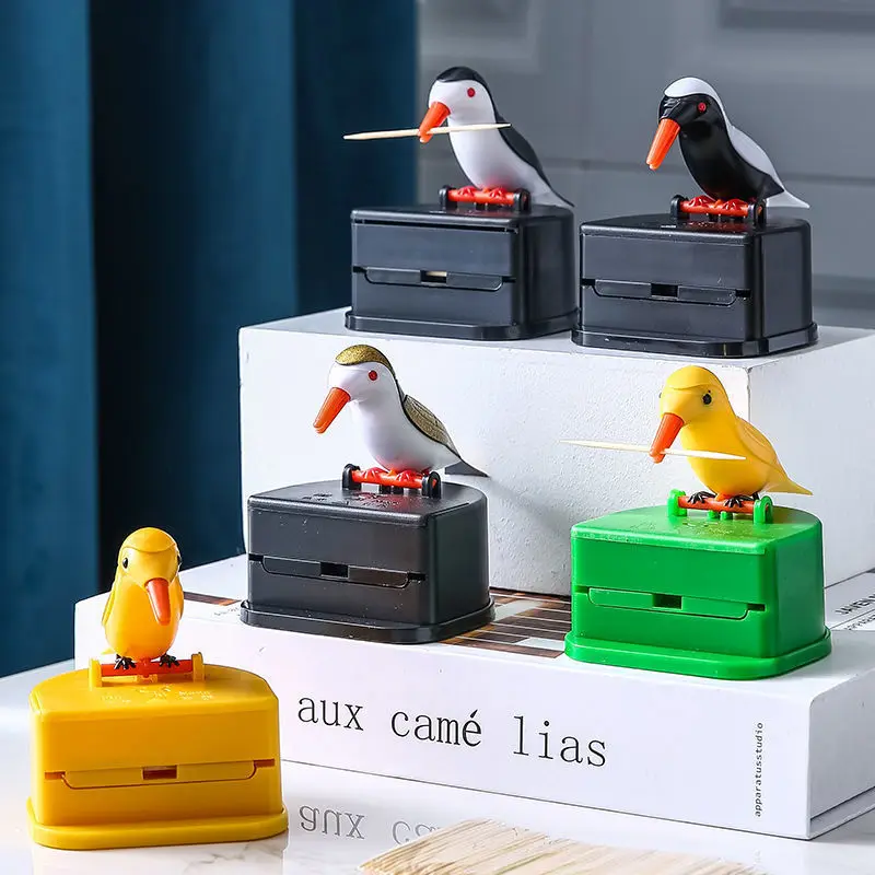 Cute Bird Peck Automatic Toothpick Holder Press-type Smart High-end ...