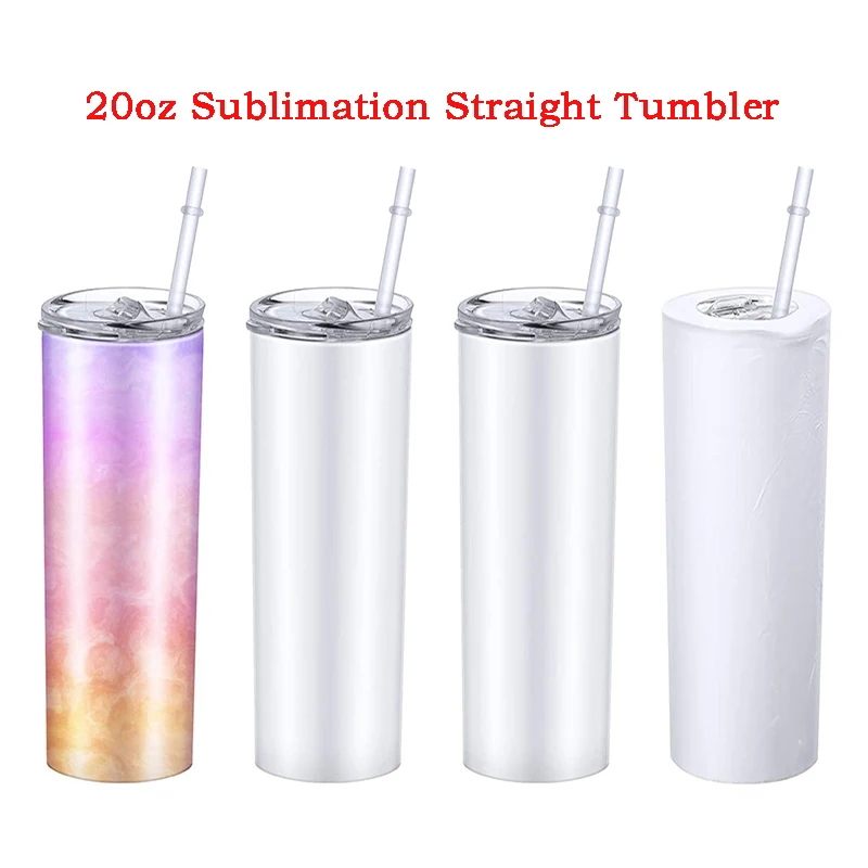 20oz Sublimation Straight Tumbler Stainless Steel Skinny Tumbler with ...