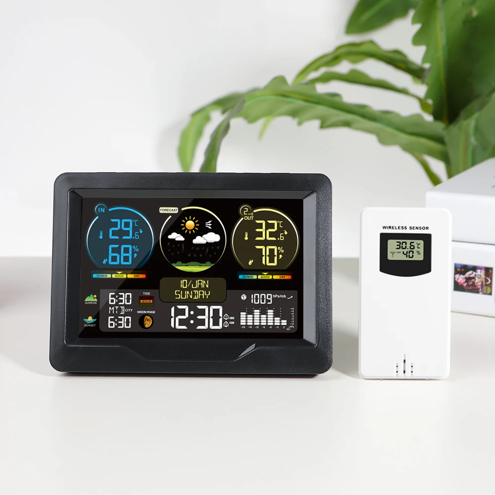 Alarm-Digital-Clock-Time-Sunrise-Sunset-Electronic-Thermometer-Weather ...