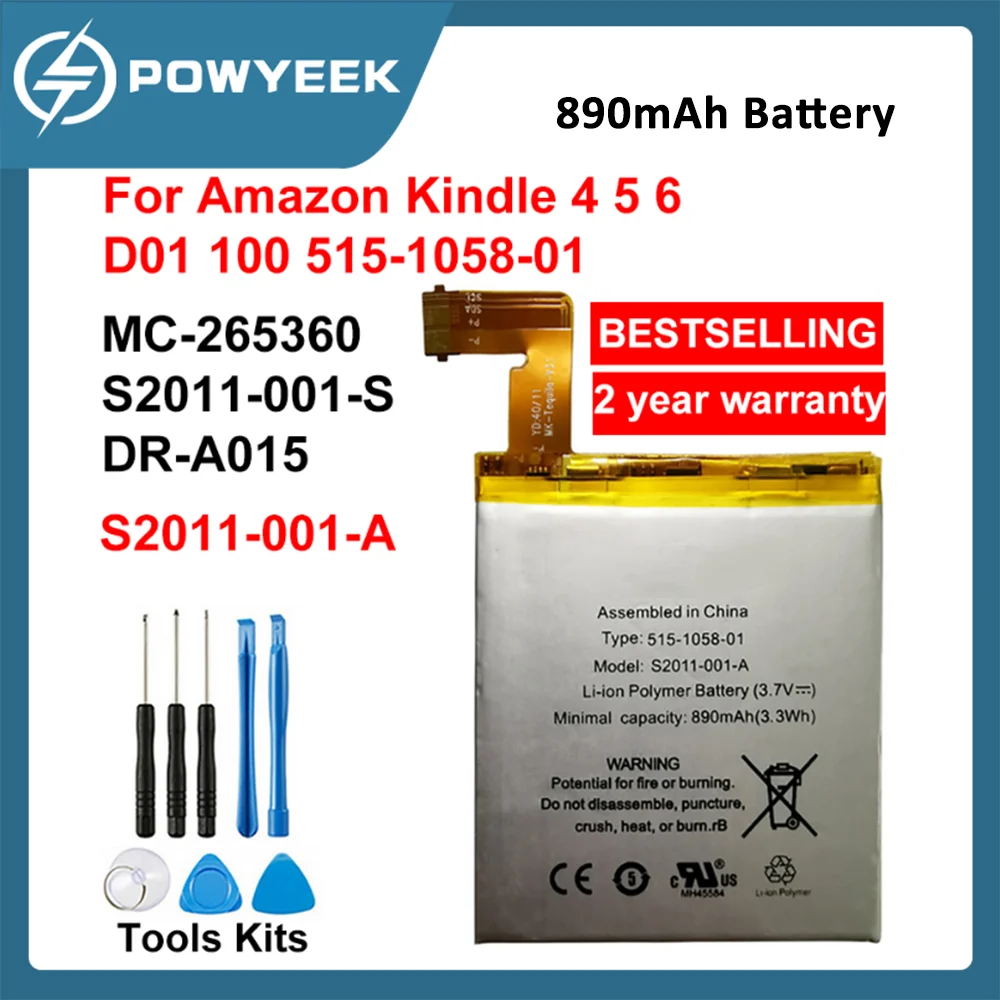 890mAh-Battery-For-Amazon-Kindle-4-5-6-D01100-515-1058-01-MC-265360 ...