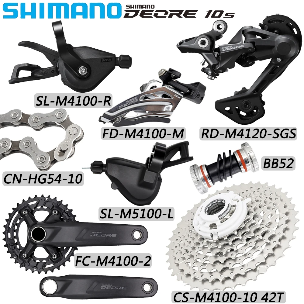 SHIMANO-DEORE-M4100-10-Speed-Derailleur-Groupset-MTB-Bike-Crankset-MTB ...