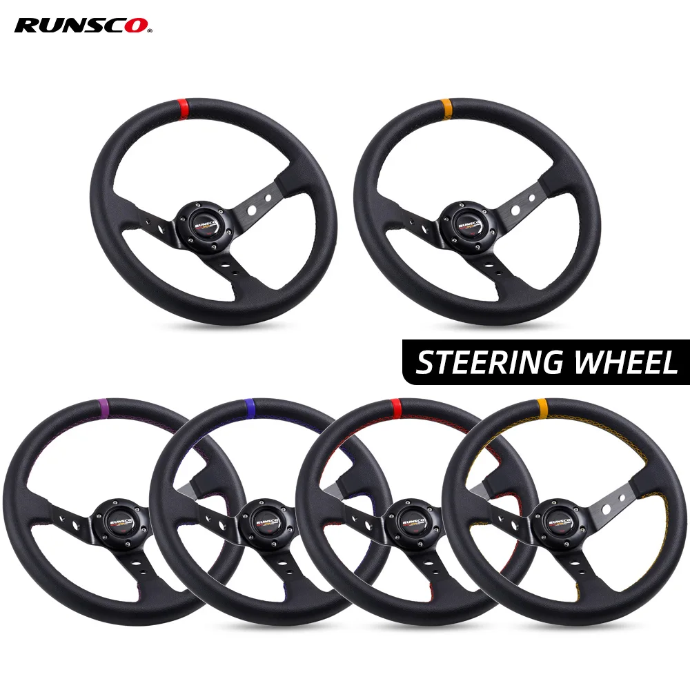 350mm-Car-Tuning-Steering-Wheel-Genuine-Leather-Drift-Racing-Game ...