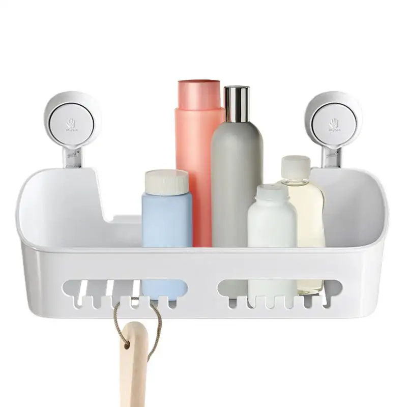 Bathroom Shelf Shower Wall Mount Shampoo Storage Holder With Suction ...
