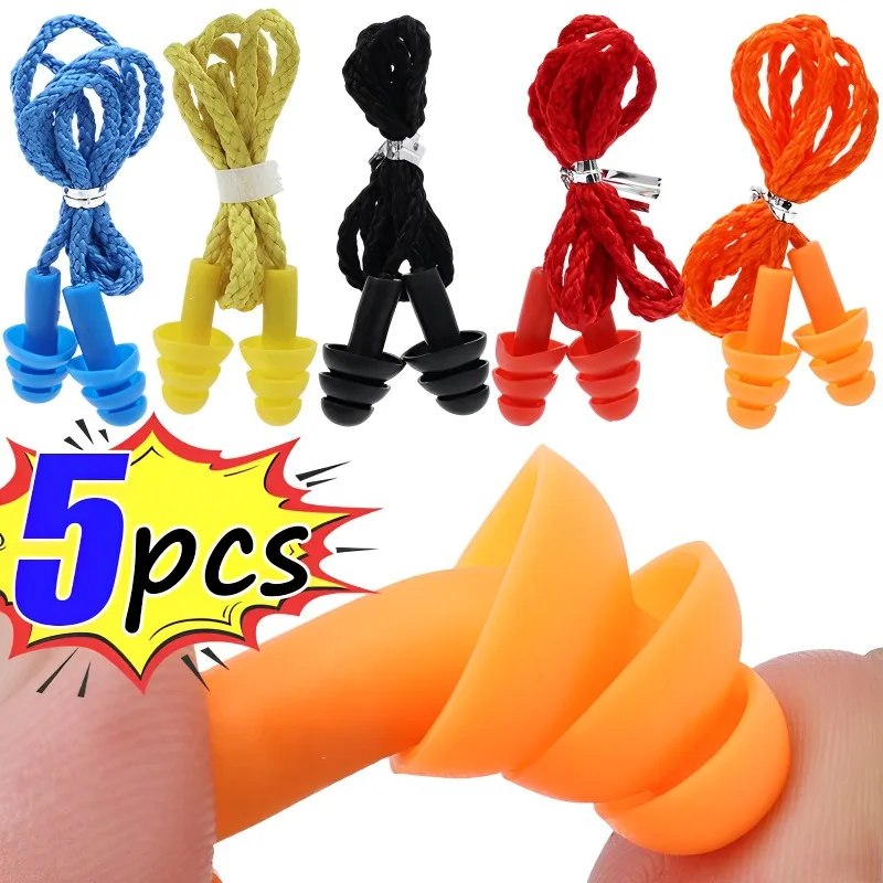 Silicone-Corded-Ear-Plug-Protector-Anti-Lost-Reusable-Hearing ...