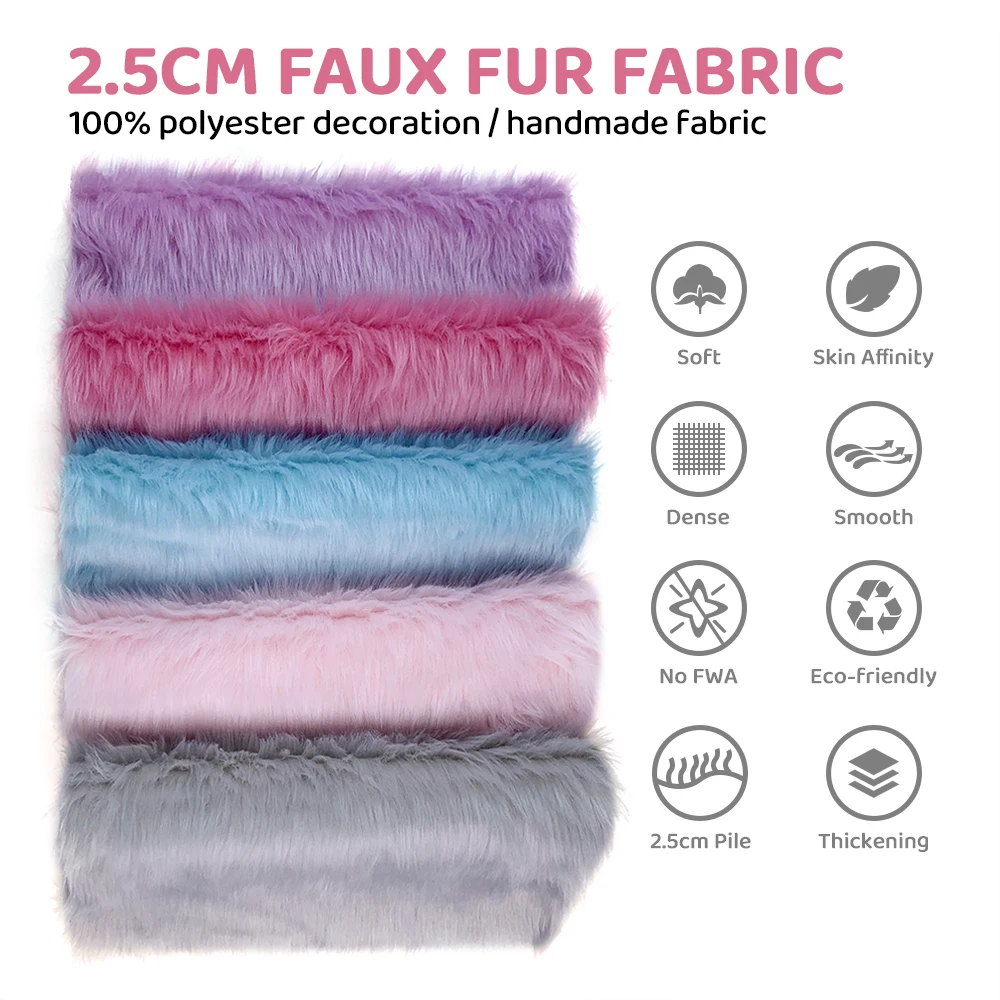 2.5cm Fur Imitate Fabric 30x50cm Polyester Fiber Medium Thickness Woven ...