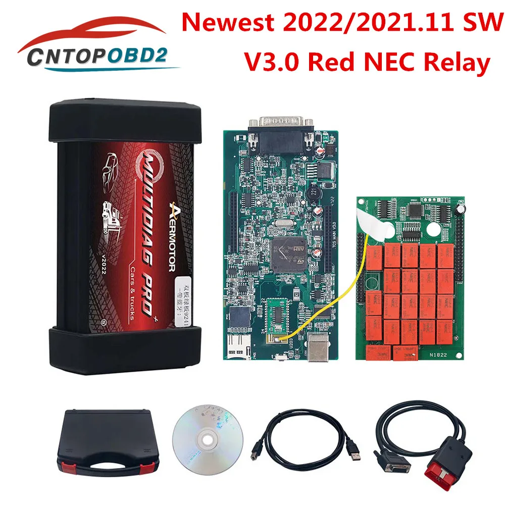 Newest V2022 Multidiag PRO BT V3.0 RED NEC Relay OBD2 Scanner TCS Pro ...