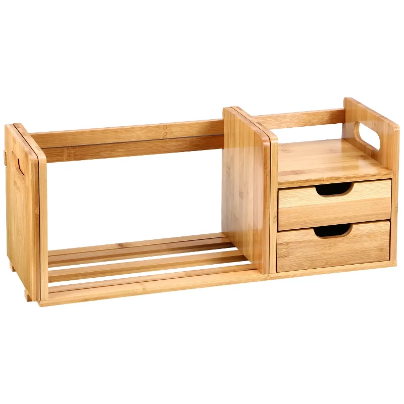 Wood-Desktop-Organizer-Rack-Extendable-Storage-with-Drawers-Shelf-for ...