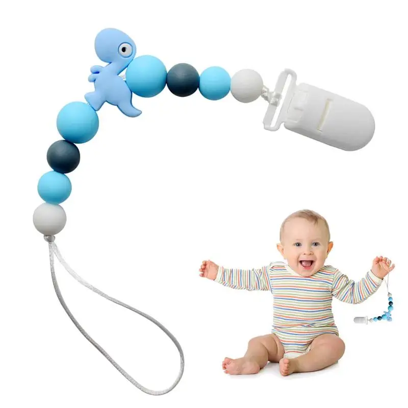 Pacifier-Clips-Silicone-Dino-Teether-Clips-For-Toddlers-Binky-Paci-Holder-Fits-Most-Pacifiers ...