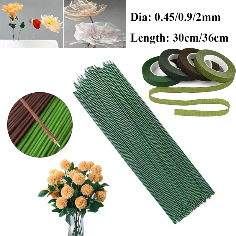 Artificial-Bouquet-Accessories-Floral-Wire-Stems-Wreath-Making-Flower ...