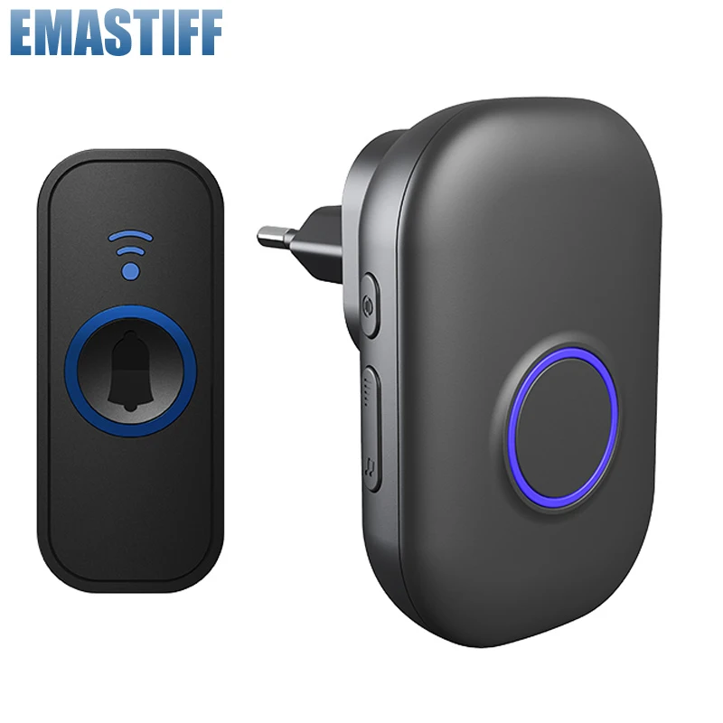 지능형 433mhz 무선 초인종, 가정용 웰컴 초인종, 방수, 300m 원격 스마트 LED 라이트, 도어벨, 차임, 유럽/영국 ...