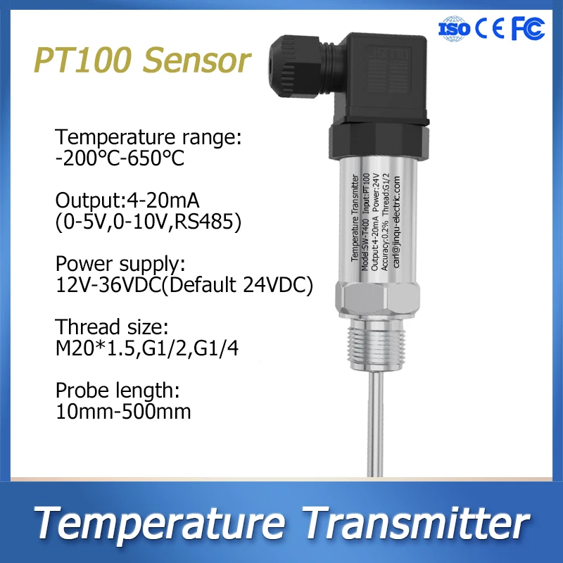 PT100-Temperature-Transmitter-Measuring-Water-Gas-Oil-Temperature-Sensor-Probe-4-20mA-Output ...