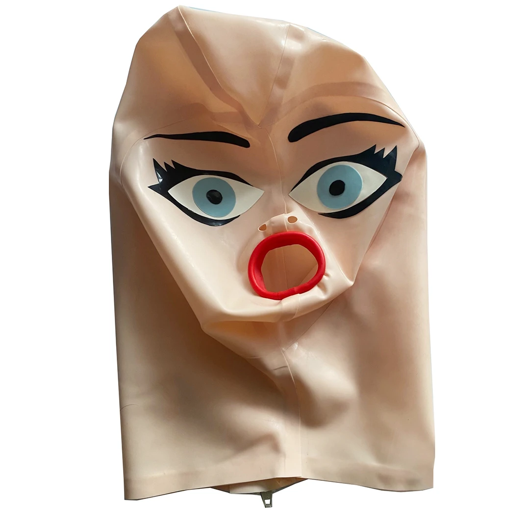 Sexy Flesh Latex Women Man Hood Rubber Fetish Mask Heroine Headgear ...