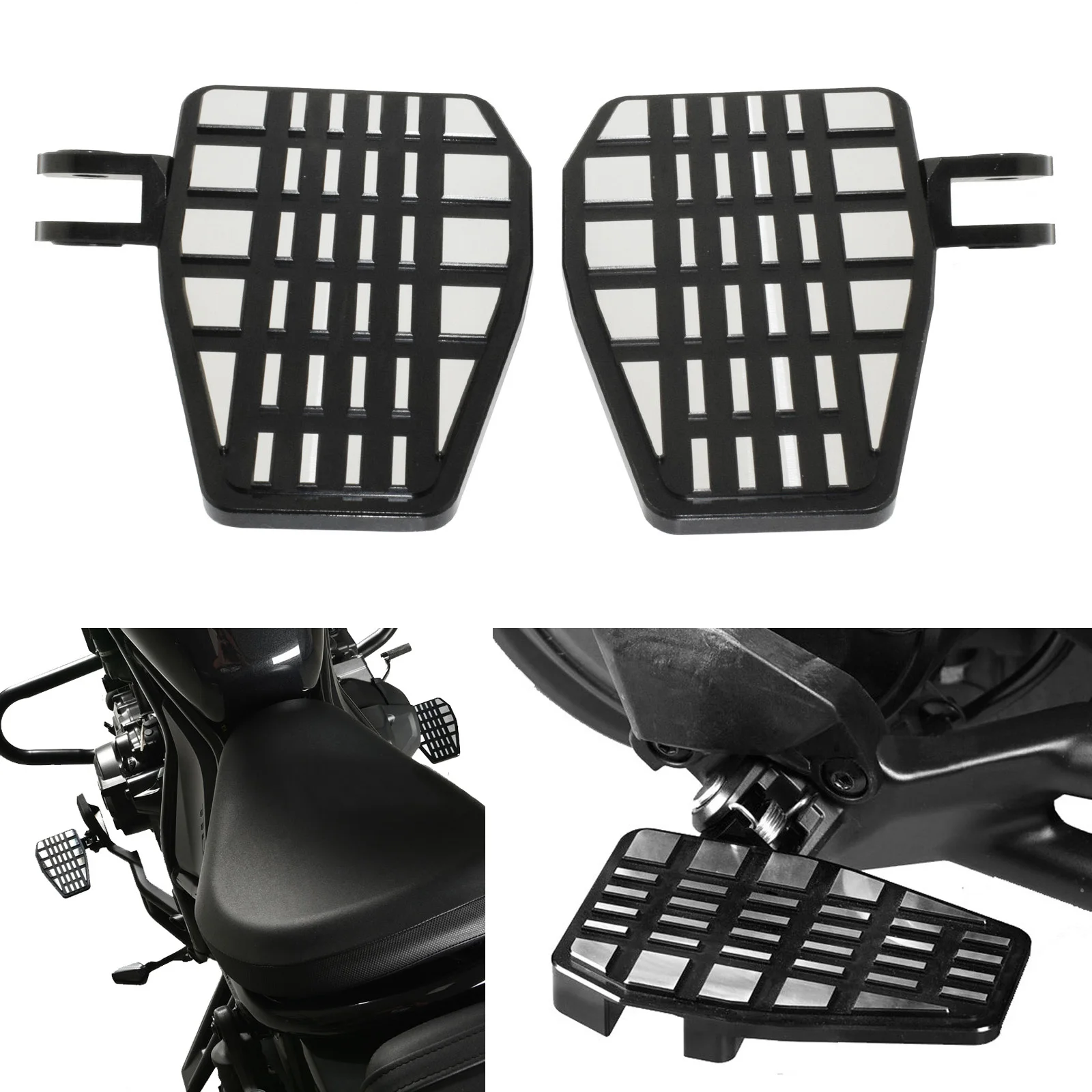 Black-Motorcycle-CNC-Front-Driver-Footrests-Foot-Rest-Pegs-Wide ...