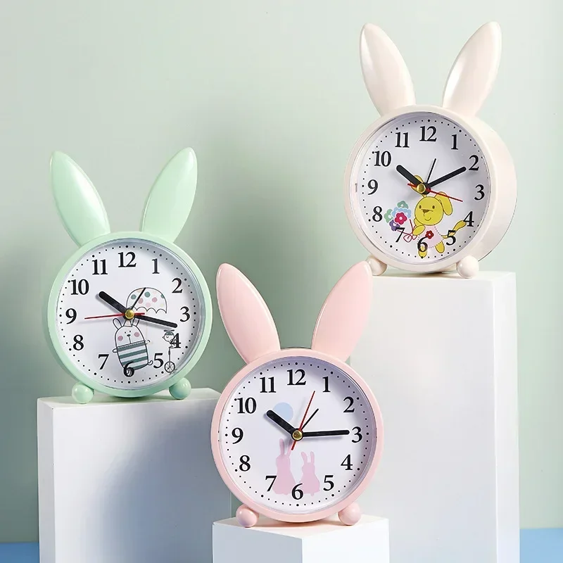 Cartoon Rabbit Alarm Clock Bedroom Bedside Decoration Simple Mute Small ...