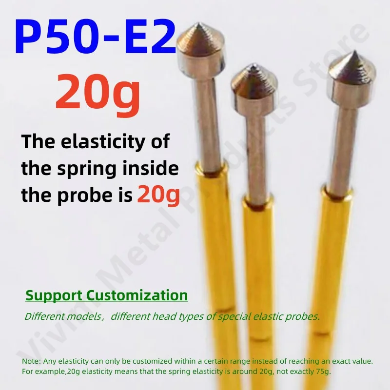 20/100PCS P50-E2 Spring Test Probe Pogo Pin Test Pin Dia0.68mm Tip Dia0 ...