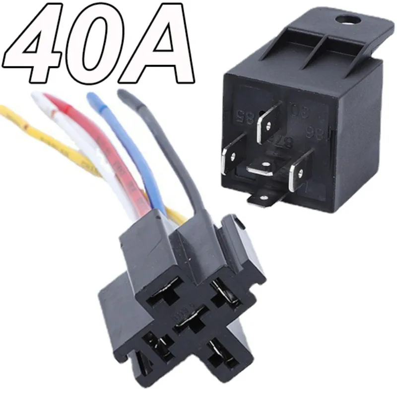 12V 5pin 40A Car Relay with SPDT Harness Sockets Color-Labeled Wires ...
