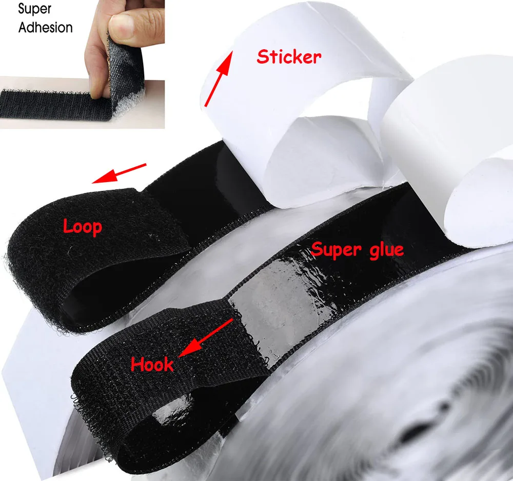 5M-Length-Strong-Self-adhesive-Fastener-Tape-Hook-and-Loop-Black-White ...