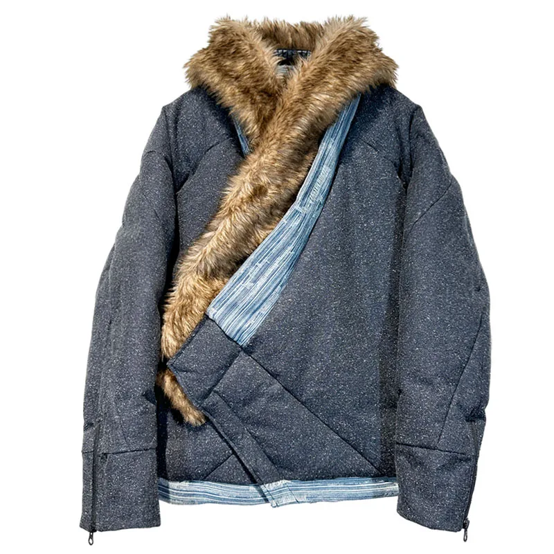 Dune-Waste-Soil-Style-Men-Patchwork-Color-Thicken-Taoist-Robe-Down ...