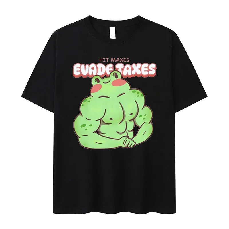 Funny-Frog-Hit-Maxes-Evade-Taxes-Gym-Meme-T-Shirt-Men-Women-O-Neck-High ...