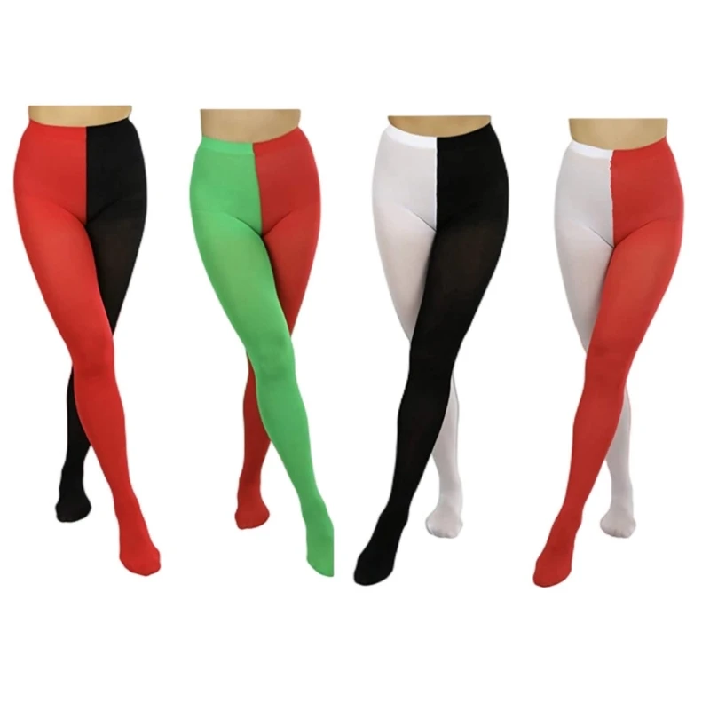 Halloween Two-Toned Tights Women Opaque Tights Footed Leggings High ...