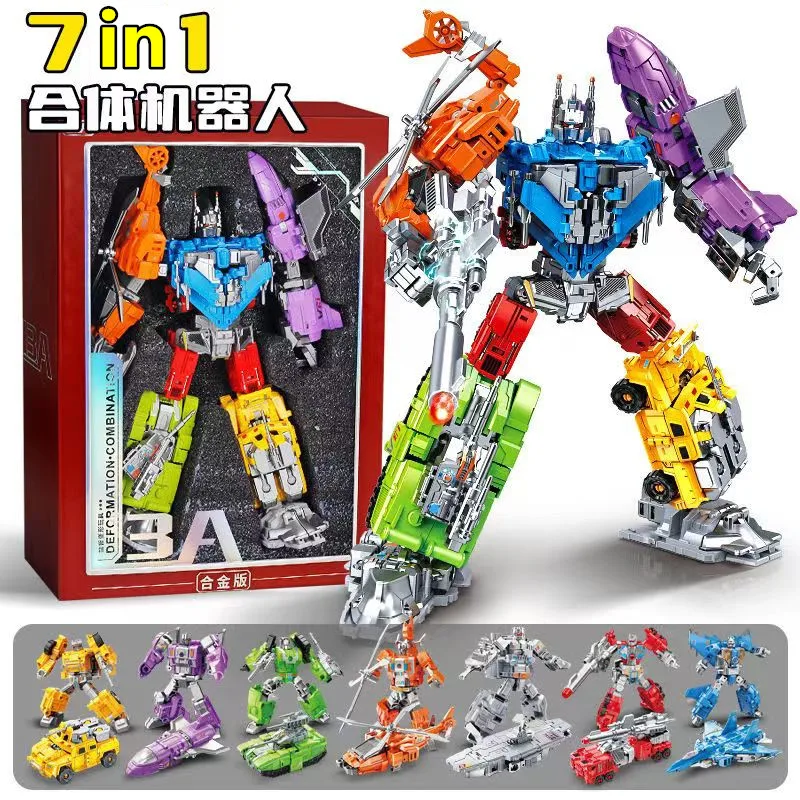 7-in-1-Transform-Combined-Robot-Toys-Alloy-Robot-Deformation-Squad-Tank ...