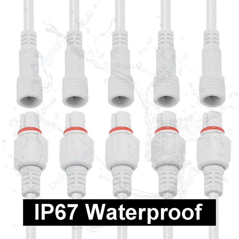 IP67 2/3/4pin Waterproof Pigtail Wire 20cm Male Female Extension Black ...