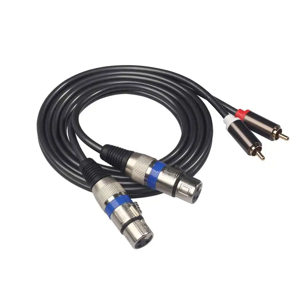 1-5M-Dual-RCA-Audio-Cable-to-2-XLR-Female-Female-Plug-Coax-Adapter ...