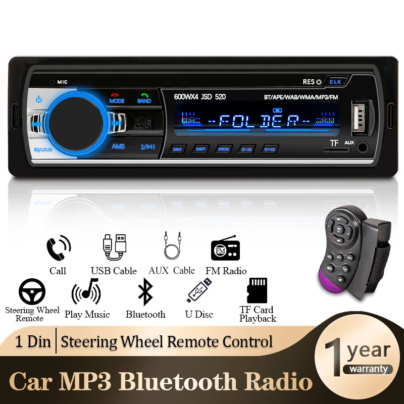 Car Radio Stereo Player Digital Bluetooth Car MP3 Player 60Wx4 FM Radio ...