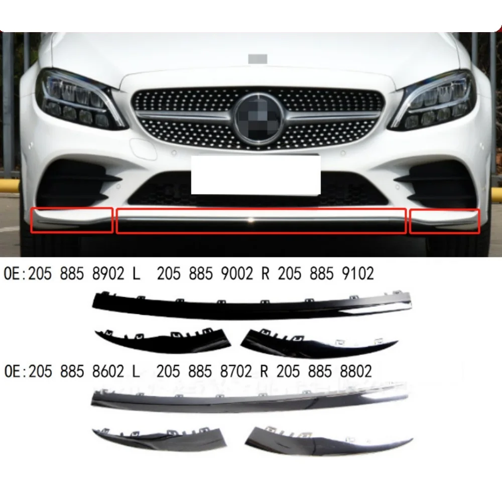 Front-bumper-chrome-decorative-strip-For-Mercedes-Benz-C-Class-W205 ...