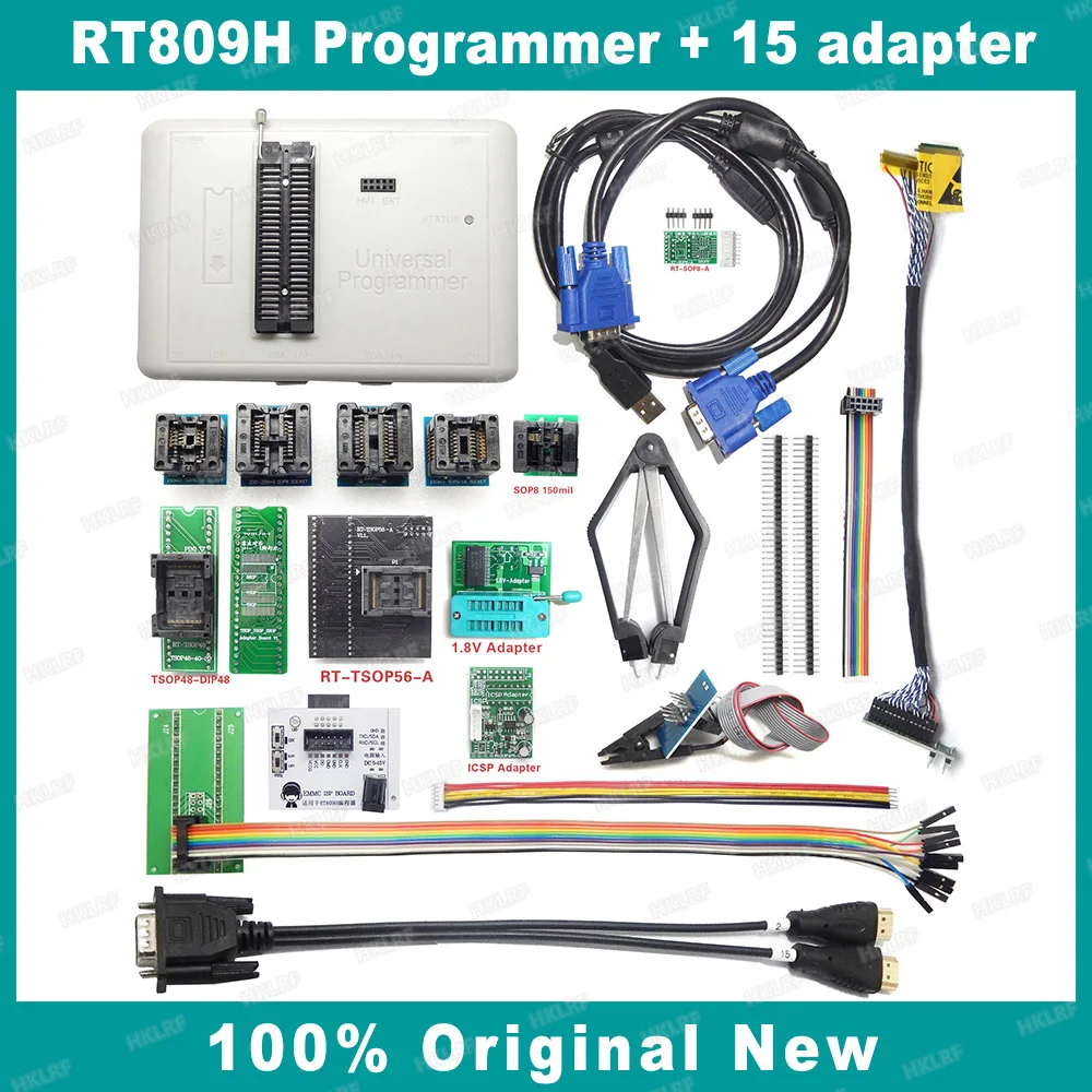 Programmateur-universel-RT809H-emmc-nand-FLASH-15-adaptateurs-TSOP56-SOP8-2022-ICSP-NOR-Nand ...