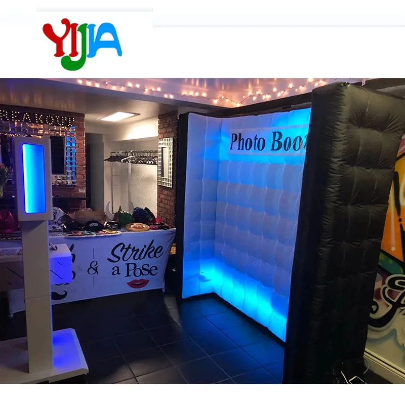 10ft Straight Photo Booth Wall With Led Strip Lights Top And Bottom ...