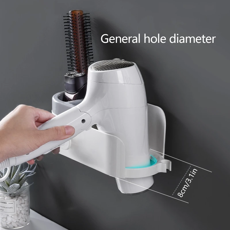Wall-Mounted-Hair-Dryer-Storage-Holder-Plastic-Hair-Dryer-Rack-Home ...