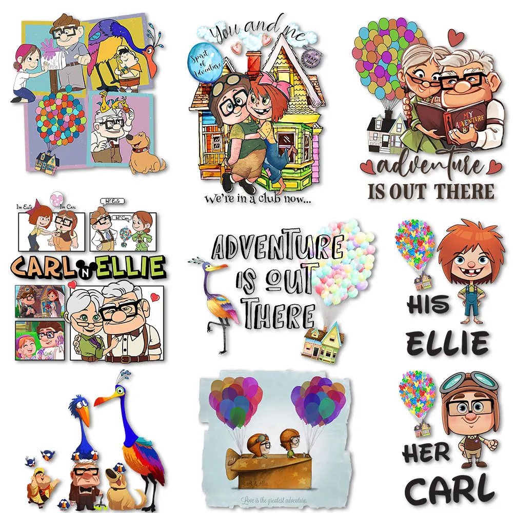 UP-Movie-ELLIE-CARL-Iron-on-Transfers-Heat-Press-Stickers-Ironing ...