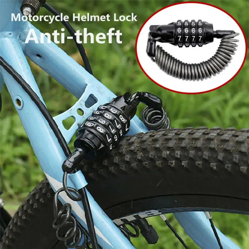 Helmet-Lock-Chain-4-Digit-Password-Security-Rope-Combination-Portable ...