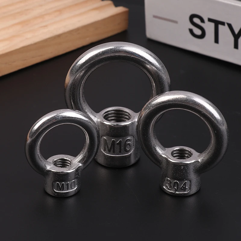 304 Stainless Steel Japanese Eye Nuts M6 M8 M10 M12 M16 Lifting Rings ...