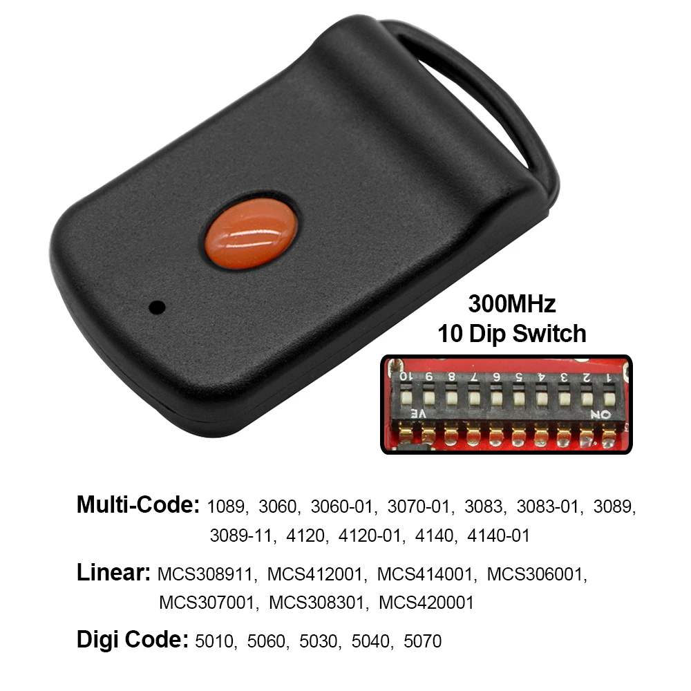 3060 3089 Multi Code 10 Dip Switch Garage Door Remote Control ...