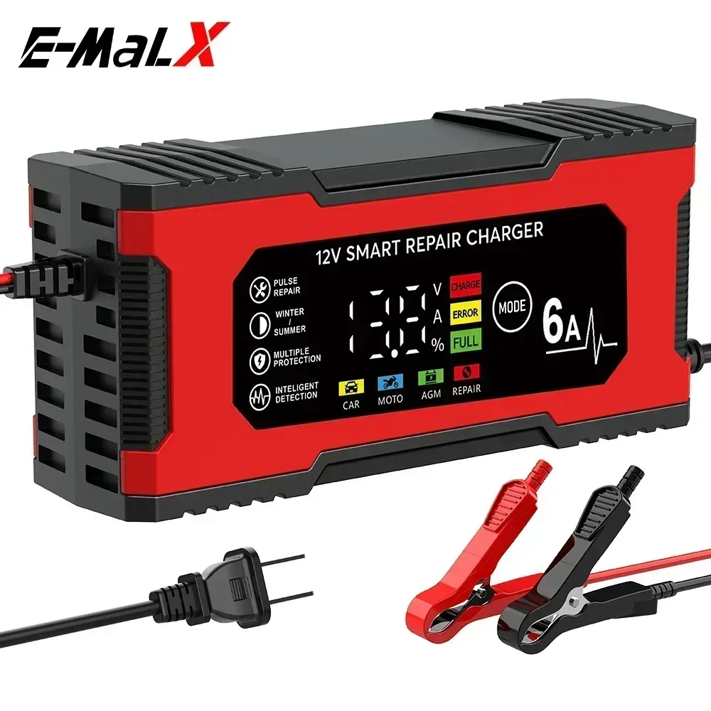 6A 12V Intelligent Car Battery Charger Car and Motorcycle Lead Acid ...