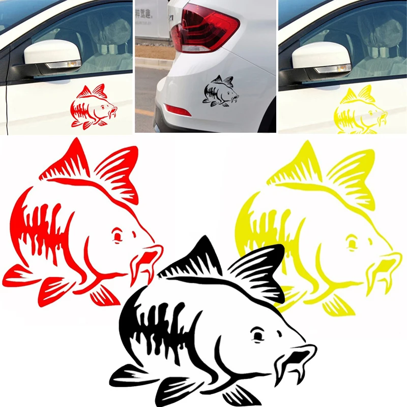 Cartoon-Carp-Car-Sticker-Pet-Art-Sticker-Kayak-Fishing-Car-Truck-Car ...