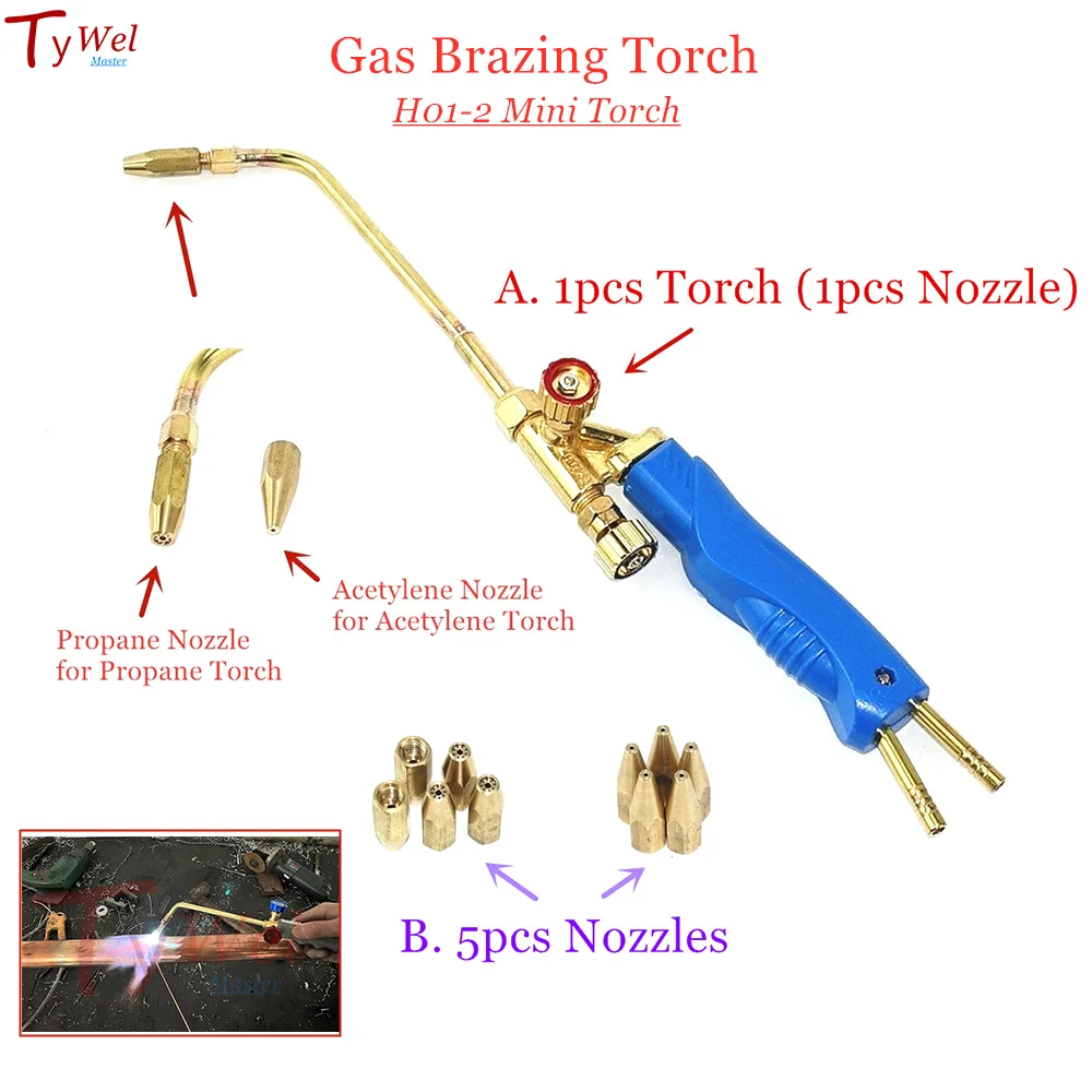 Mini Gas Brazing Torch H01-2 Oxygen Propane Gas Natural Coal Gas Lpg ...