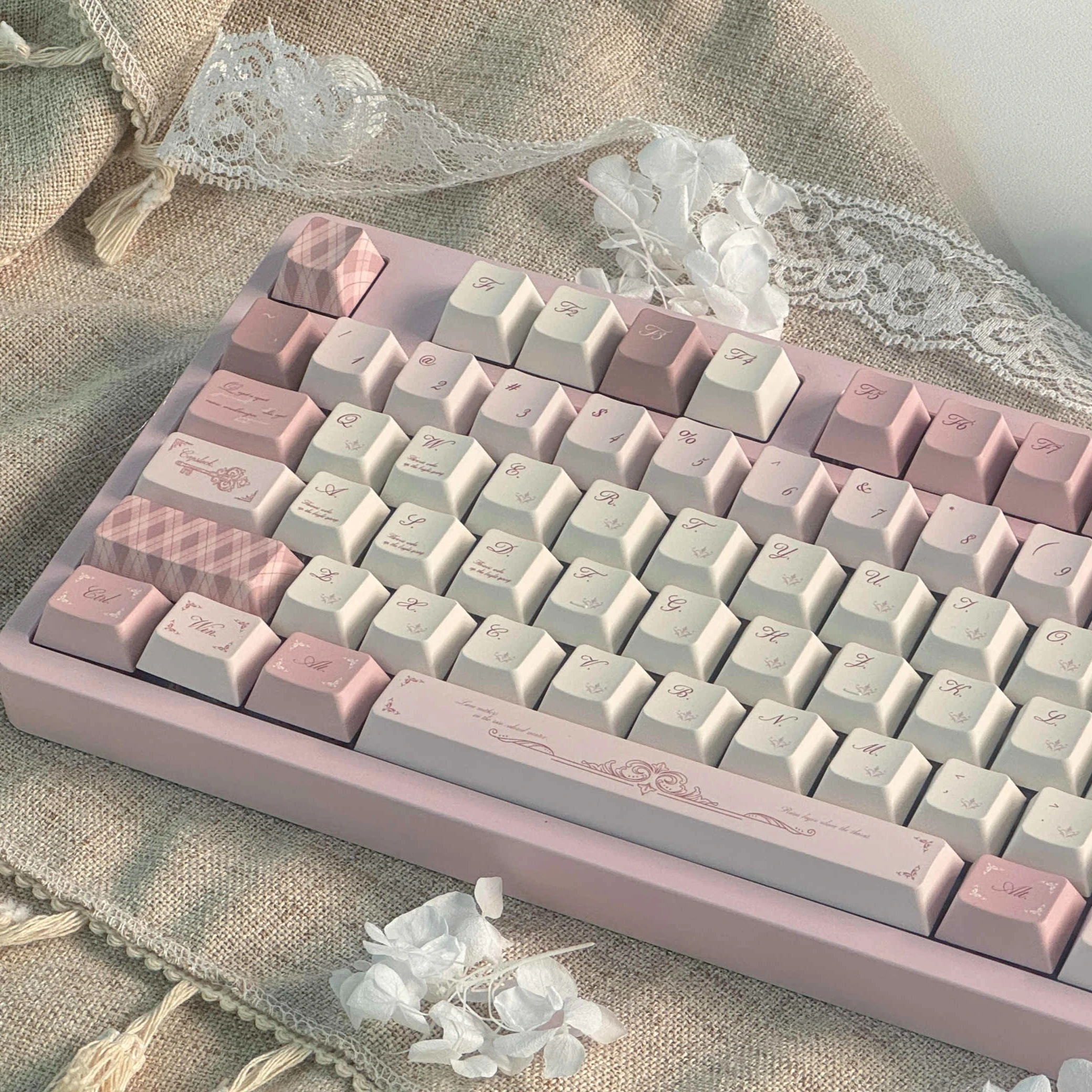 Ins Style Pink Girl Keycaps 140-key PBT Cherry Profile Cute Keycap for ...