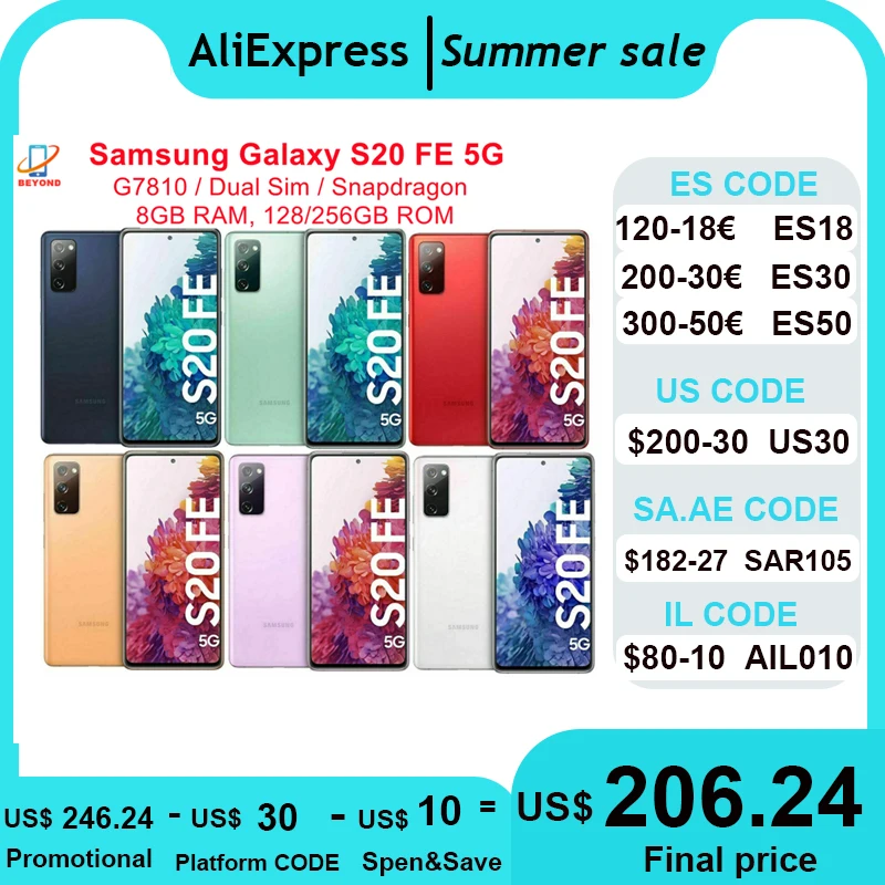 Samsung Galaxy S20 FE 5G G7810 Dual Sim S20FE 6.5" RAM 8GB ROM 128 ...